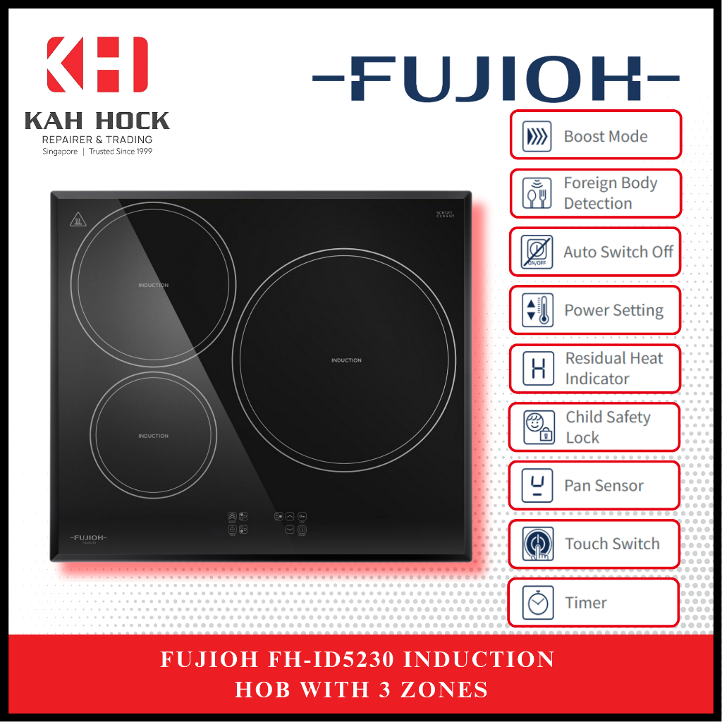 FUJIOH FH-ID5230 INDUCTION HOB WITH 3 ZONES + 2 YEARS WARRANTY | Shopee ...