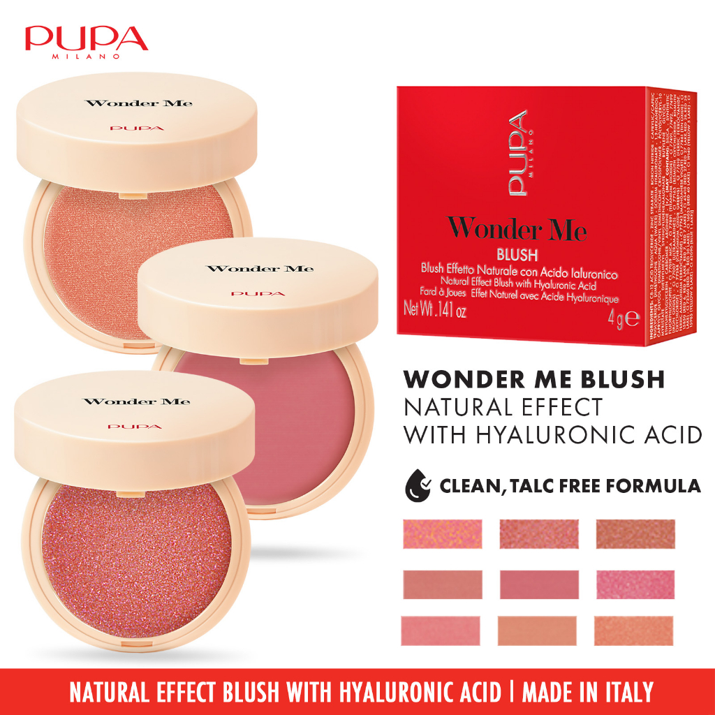 Pupa Milano Wonder Me Blush, Natural Effect Blush with Hyaluronic Acid ...