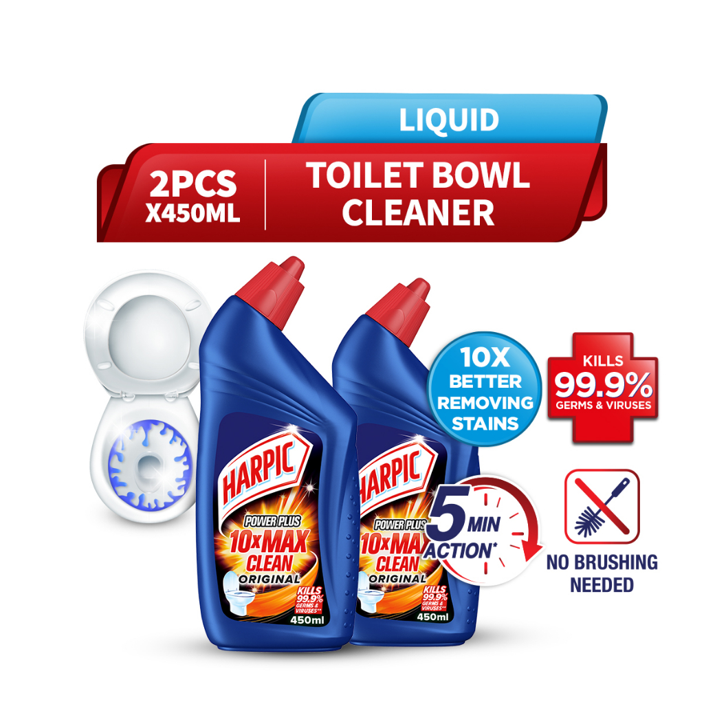[Bundle of 2] Harpic Powerplus Original Toilet Bowl Cleaner Disinfectant Liquid 450ml | Shopee ...