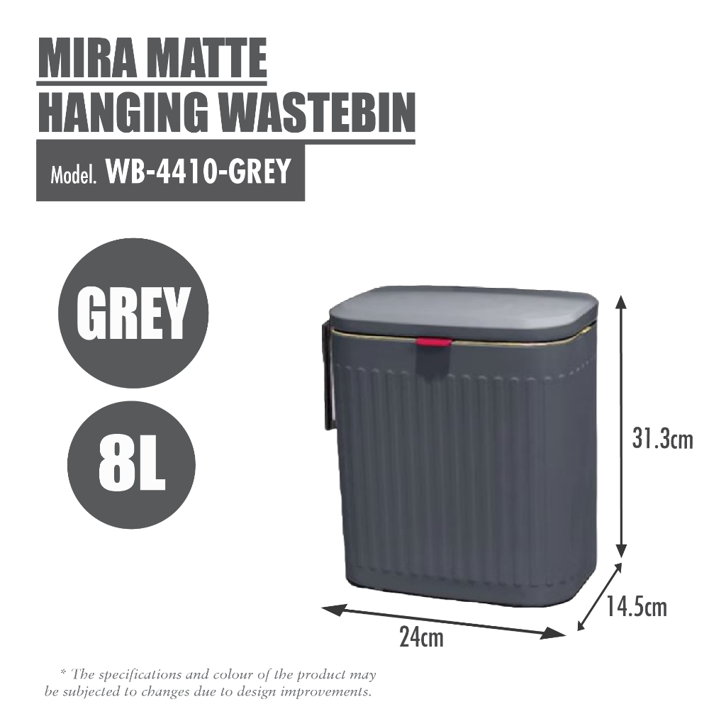 [HOUZE] 8L | 10L | 15L MIRA Matte Slim Step Bin 2 Color [White | Grey ...