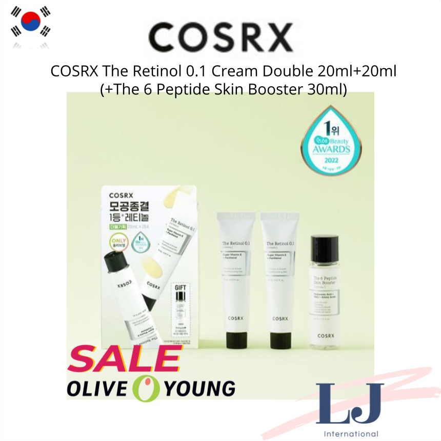 [OLIVE YOUNG SALE]COSRX The Retinol 0.1 Cream Double 20ml+20ml (+The 6 Peptide Skin Booster 30ml ...