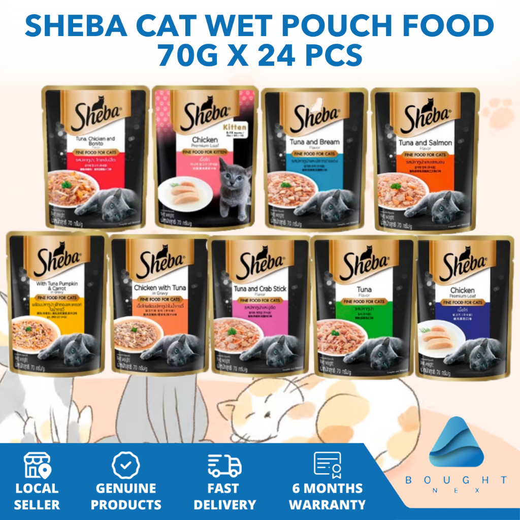 [Bundle of 24] Sheba Cat Wet Food Pouch 70g - Premium, Moist, Nutrient ...