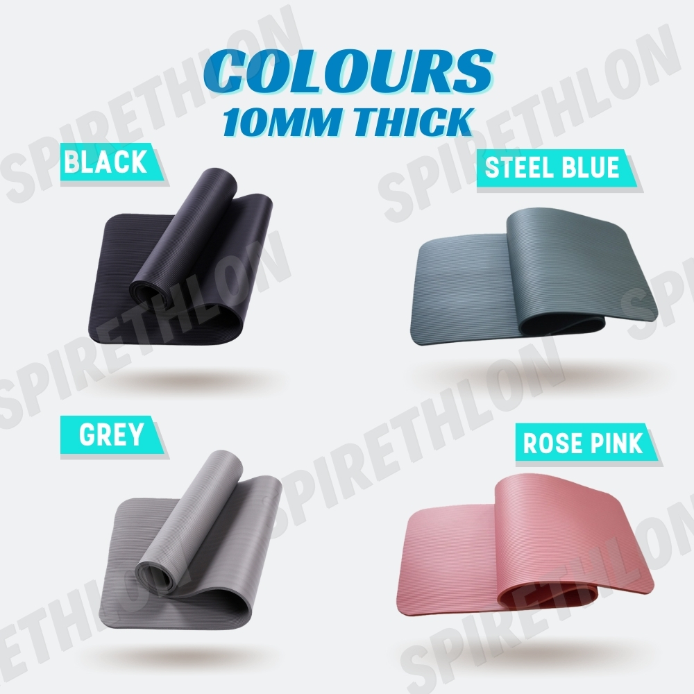 🇸🇬 [READY STOCK] 10MM THICK NBR Yoga Mat (FREE BAG + STRAP!) | Shopee ...