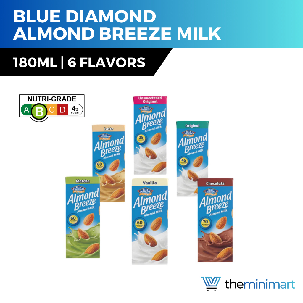 Blue Diamond Almond Breeze Milk 170ml/180ml – Chocolate/Latte/Matcha/Original/Unsweetened ...