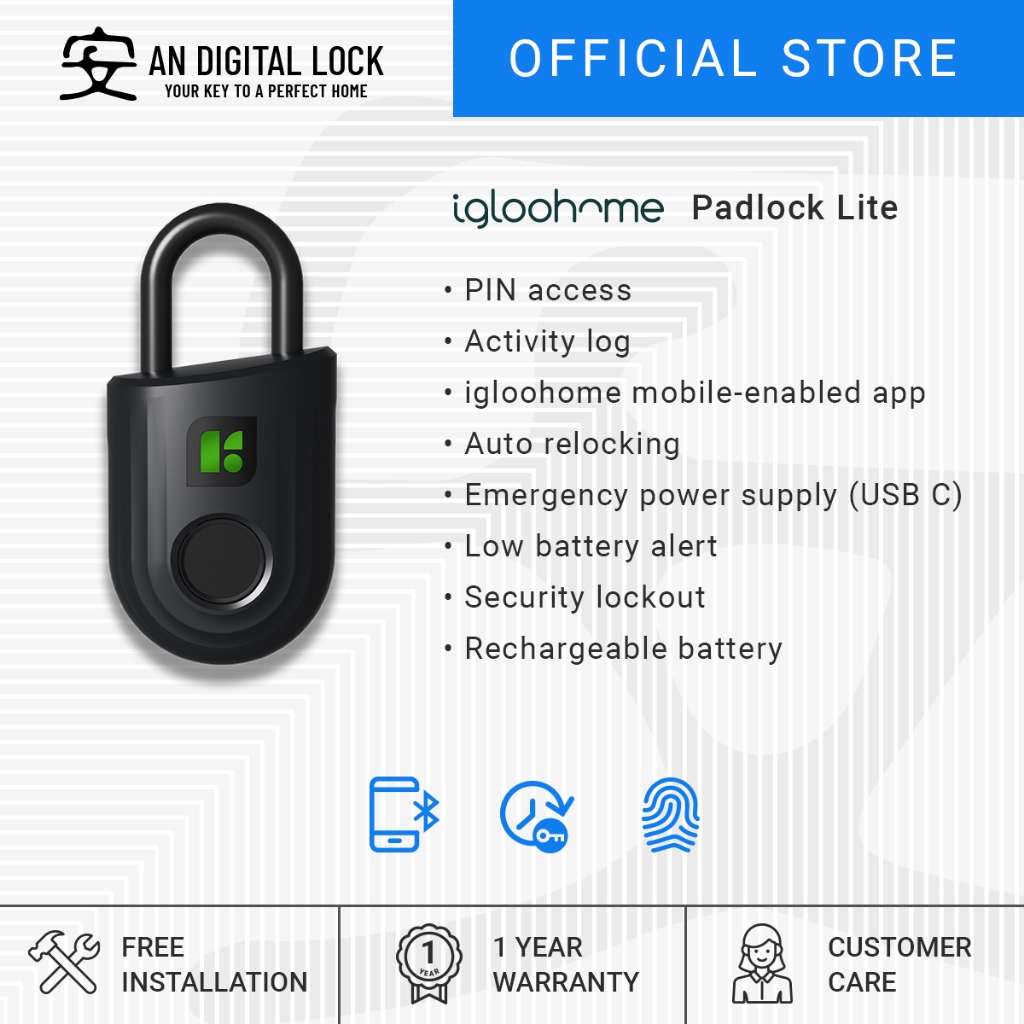 Igloohome Padlock Lite | AN Digital Lock | Shopee Singapore