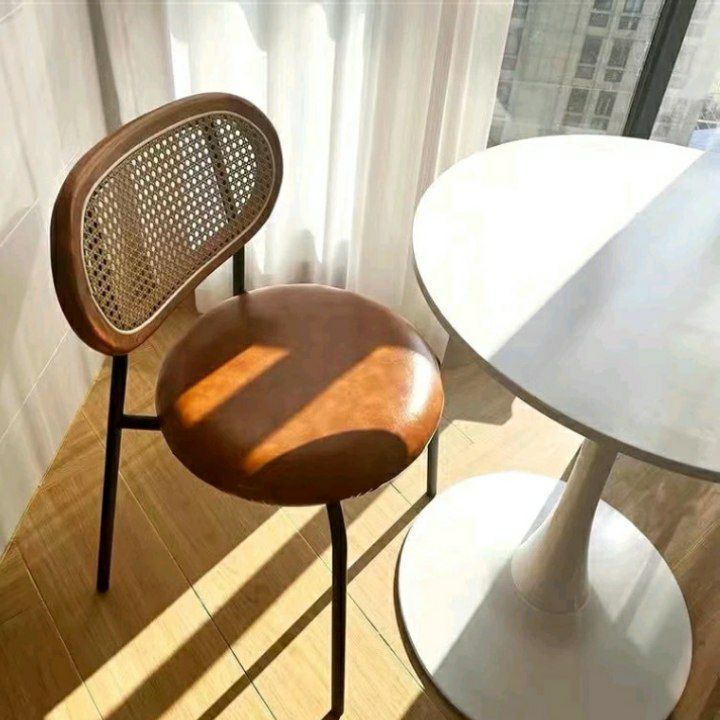 Medieval Rattan Chair Solid Wood Dining Chairs Study Stool Seat ...