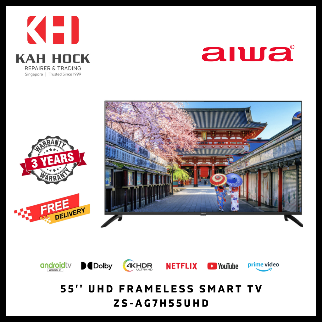 AIWA ZS-AG7H55UHD Z SERIES 55" LED UHD ANDROID 11 FRAMELESS SMART TV - 3 YEARS LOCAL WARRANTY ...
