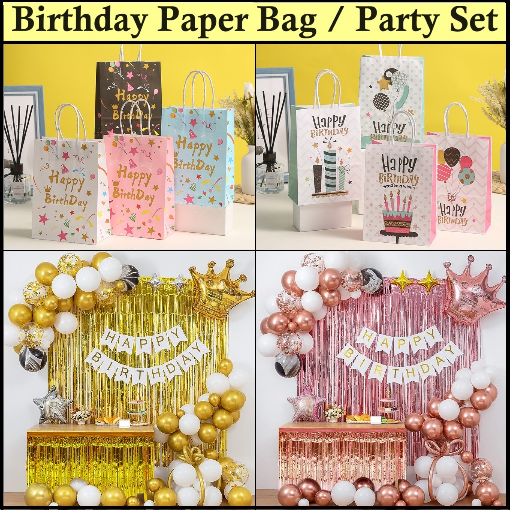 Happy Birthday Paper Bag / Party Balloon Decoration Set (Refer to ...