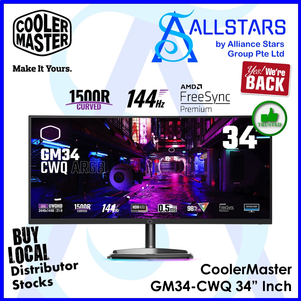 Cooler Master GM34-CWQ ARGB / 34" Inch / 21:9 / 1500R Curve / 3440x1440 ...