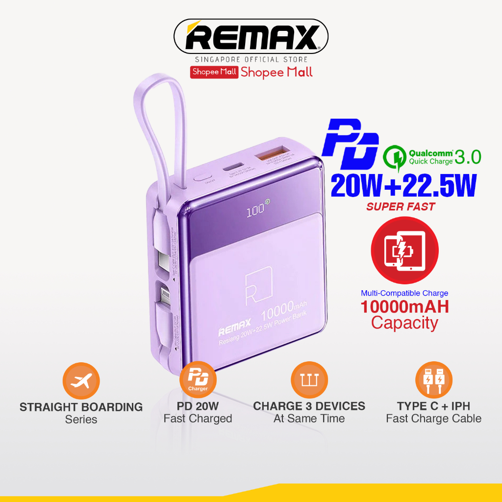 [Remax Energy] RPP-605 10000mAh Resiang Series 20W+22.5W PD+QC Fast ...