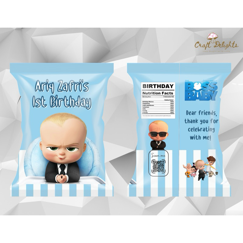 Boss Baby Chip Bag | Goodie Bag | Personalised Gift | Customised Gift ...