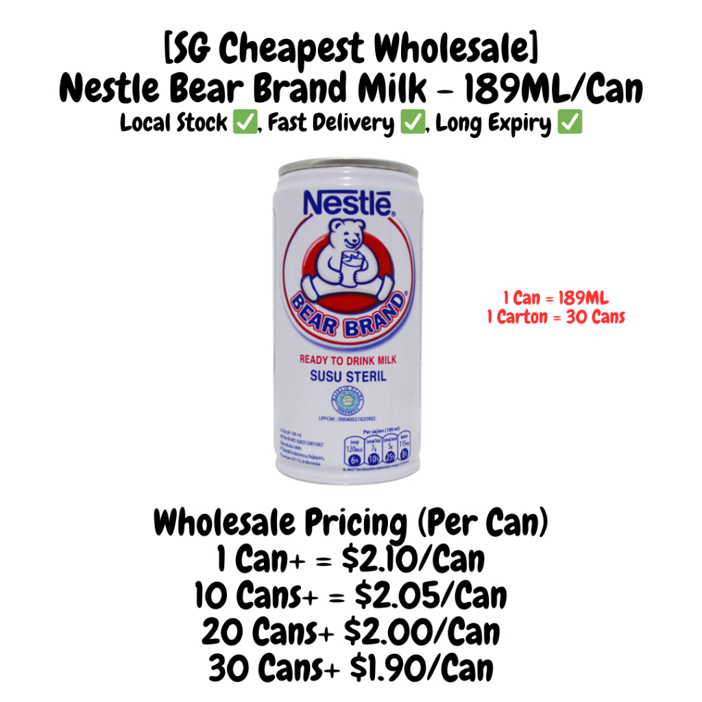 Nestle Bear Brand Milk - 189ML/Can || Bear Brand STM | Shopee Singapore