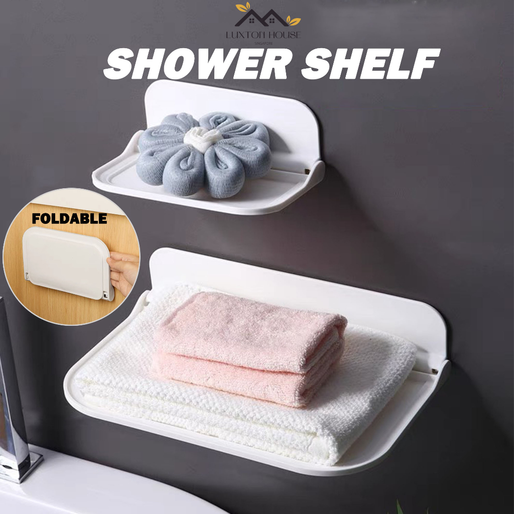 {SG} Toilet Shelf Shower Shelf Wifi Router Tray Folding Wall Shelf ...