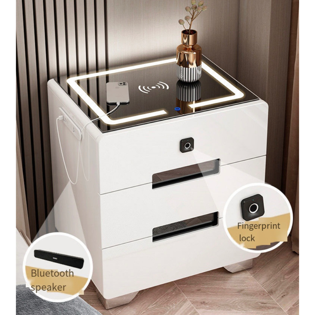 Wireless+USB Charging Cabinet Smart Bedside Table with Bluetooth ...
