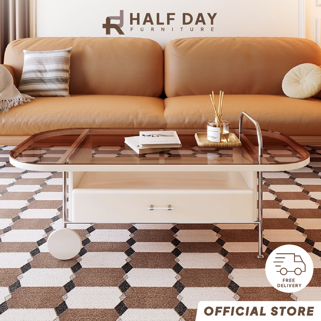 Halfday - Glass Coffee Table, TV Cabinet For Living Room, Home Modern ...