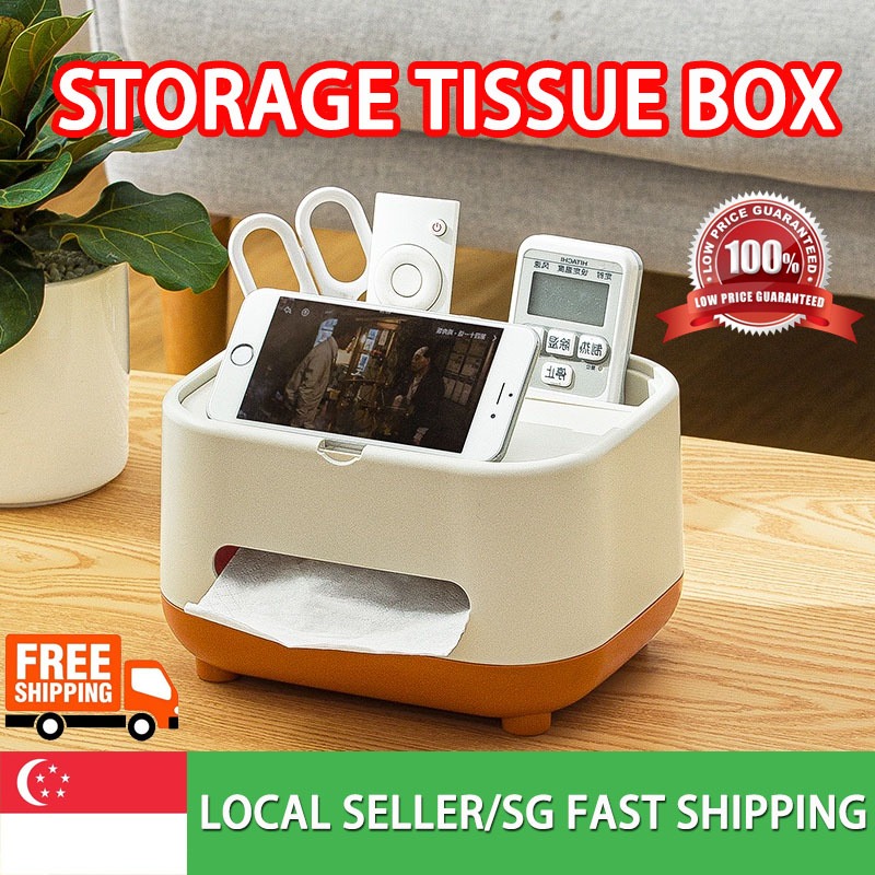 Tissue Box Compact Living Room Desktop Multi-Functional Tissue Storage ...
