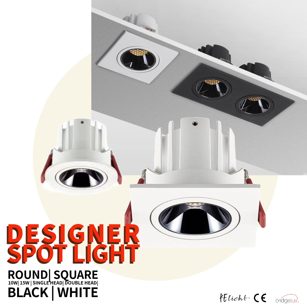 LED COB spot light downlight dimmable black white square round | Shopee ...