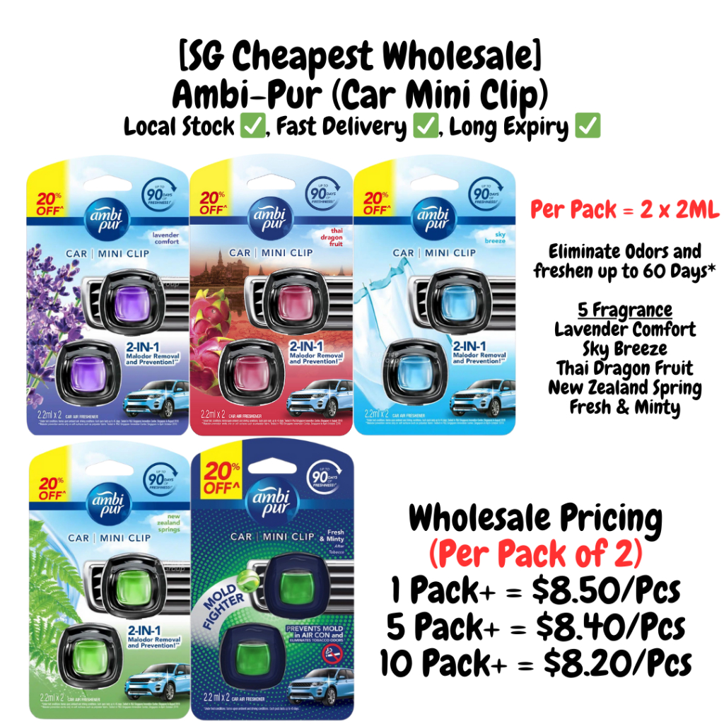Ambi Pur Ambi-Pur (Car Mini Clip) Assorted (Can Mix) | Shopee Singapore