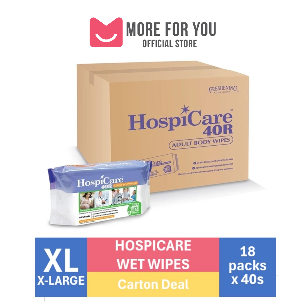 💕MORE FOR YOU💕Hospicare 40R Adult Body Wipes 40 Sheets (18 packs ...