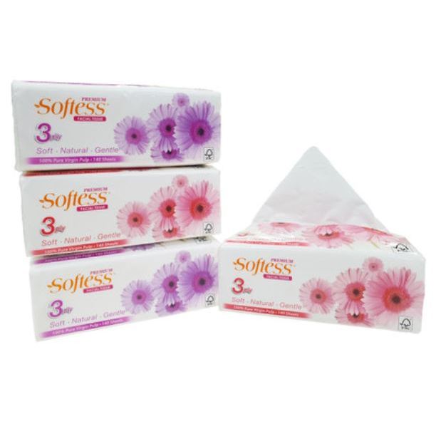 Softess 3 PLY Pure Virgin Pulp Facial Tissue Softpack | Shopee Singapore