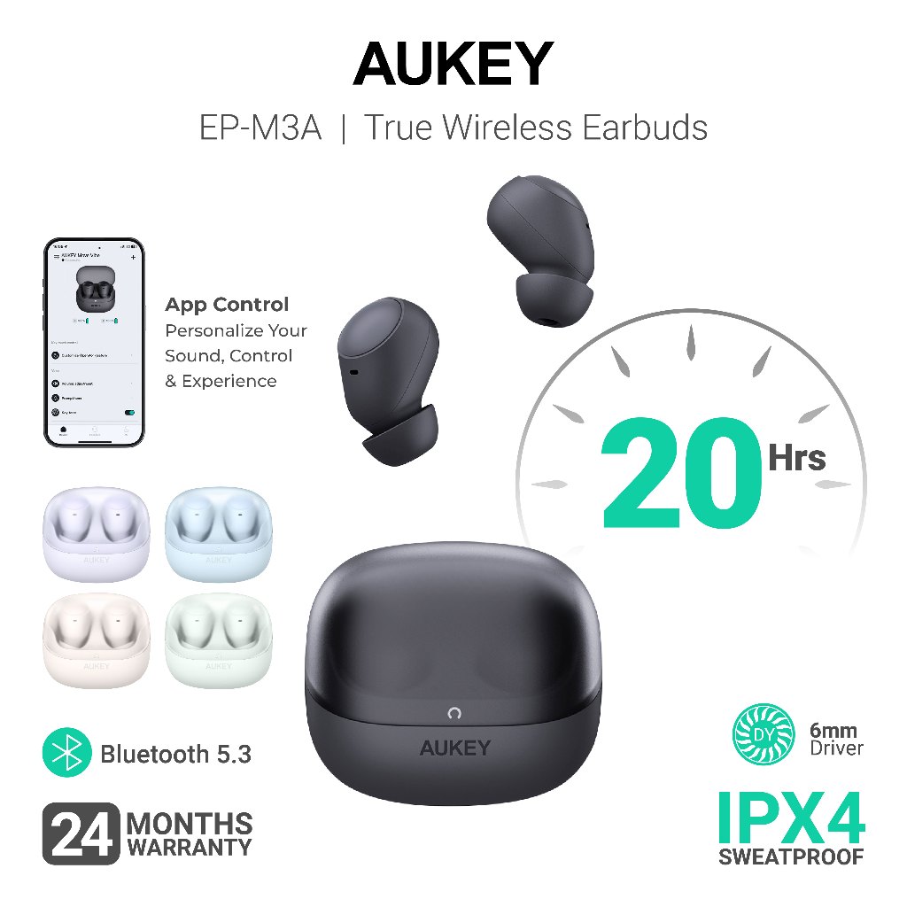 Aukey EP-M3A True Wireless Earbuds with Personalised App Control ...