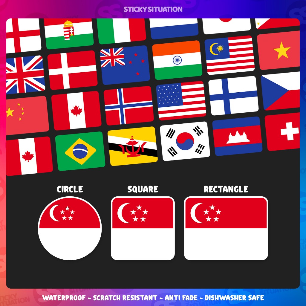 Country Flag Stickers | Sticker Pack | Shopee Singapore