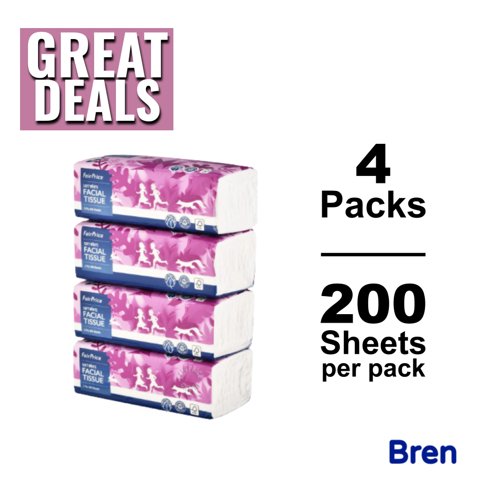 Fairprice Soft White Facial Tissue (2ply) 4s x 200sheets | Shopee Singapore
