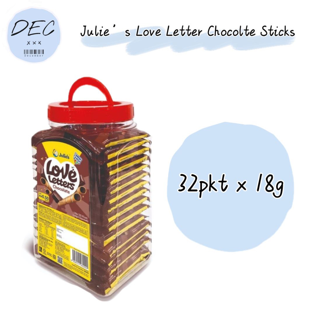 Julie 's Love Letter Chocolate Sticks 18g X 32pkt 巧克力蛋卷饼*Ready Stock ...