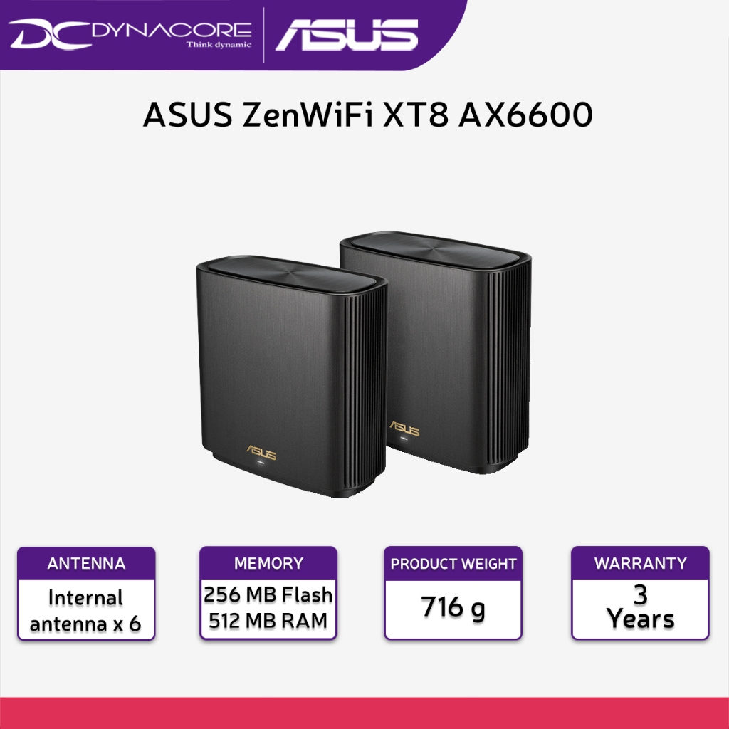 ASUS XT8 ZEN AX WIFI AX6600 Tri Band AiMesh Wi-Fi System ( Pack of 1/2 ...