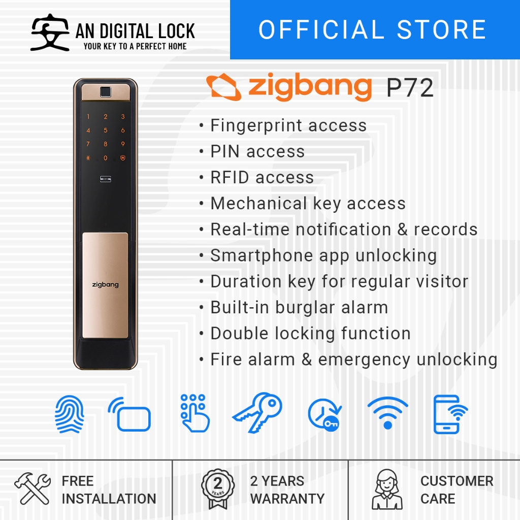 Zigbang SHP-P72 Digital Door Lock | AN Digital Lock | Shopee Singapore