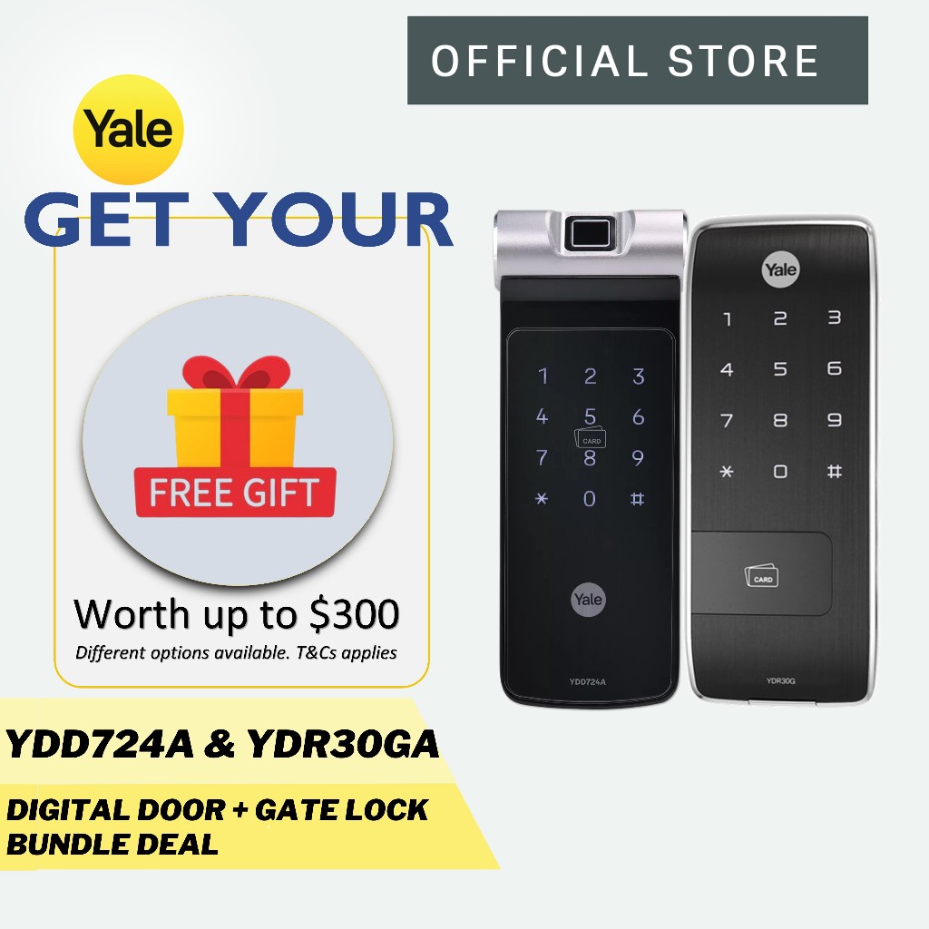 Yale YDR30GA + YDD724A Digital Lock Bundle (COMES WITH FREE GIFTS ...