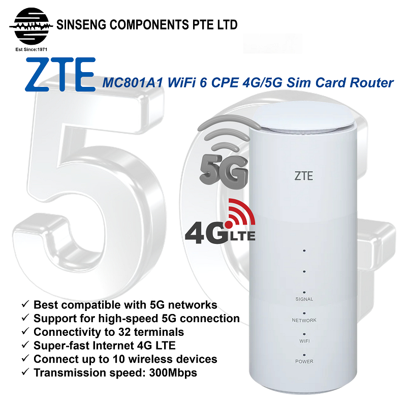 ZTE MC801A1 WiFi 6 CPE 4G/5G Sim Card Router [Order Model: MC801A1 ...