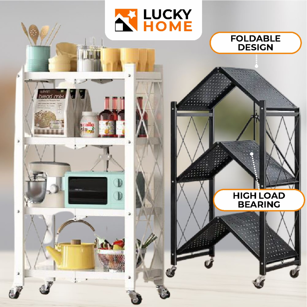 🇸🇬Lucky Home🔥Folding Kitchen Storage Rack/Shelf Installation-Free with ...