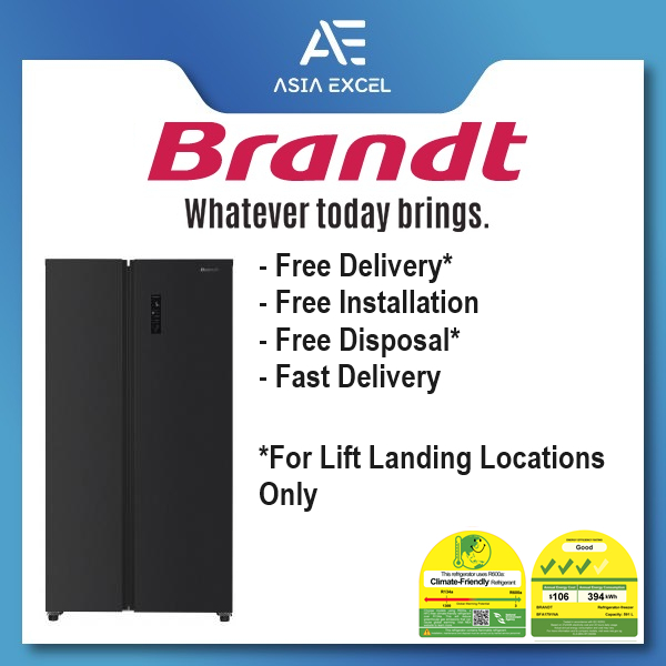 BRANDT BFA1791NA 581L DARK INOX FREE STANDING SIDE BY SIDE REFRIGERATOR ...