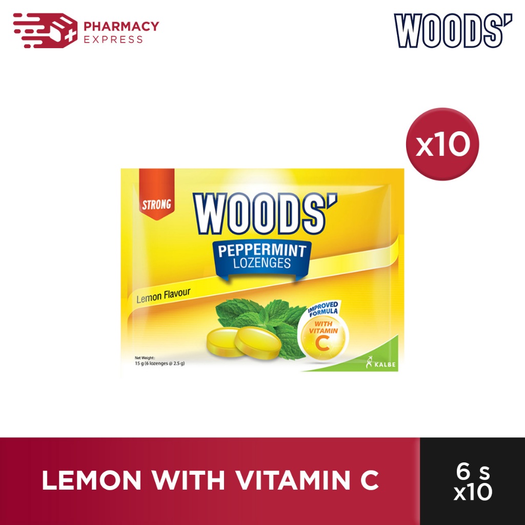 Woods' Peppermint Lozenges Lemon w Vitamin C 6'S (Bundle of 10) | D ...