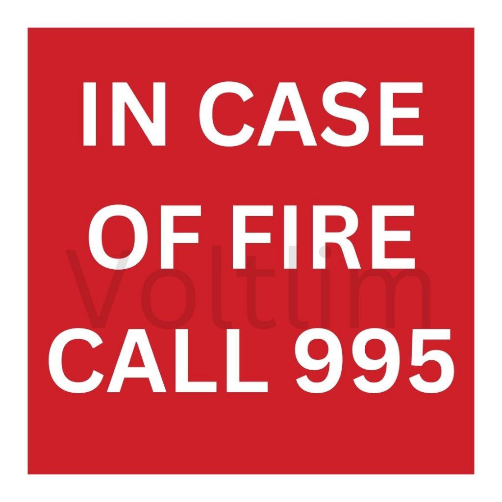 Fire Code 2023 In Case of Fire Call 995 Label Sticker 100mm x 100mm ...