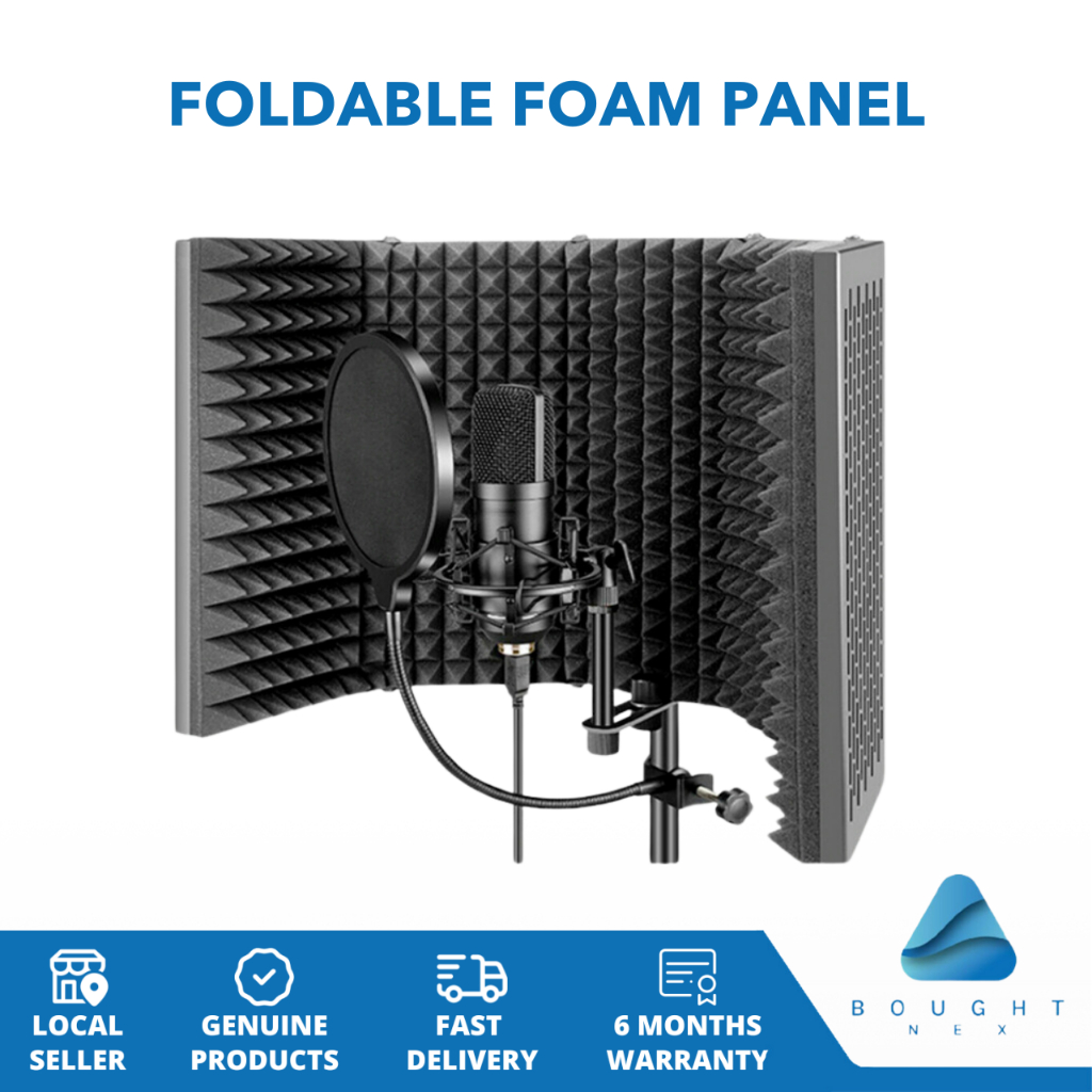 Mic Foam Vocal Recording Shield - Foldable, Adjustable, Sound Absorbing ...