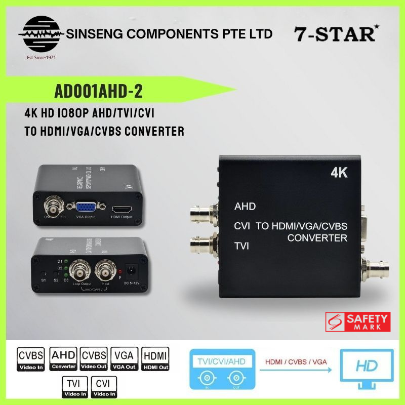 7-STAR* 4K AHD/TVI/CVI/BNC/CVBS to HDMI/VGA Converter, Full-HD 1080P ...