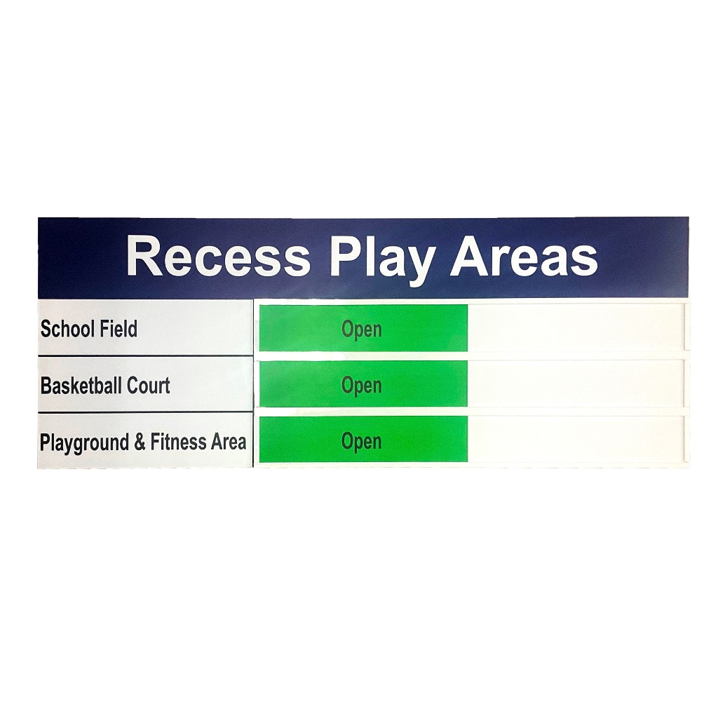 RECESS PLAY AREA SLIDING OPEN/CLOSED SIGN/SIGNAGE | GUIDE SIGN, NOTICE ...