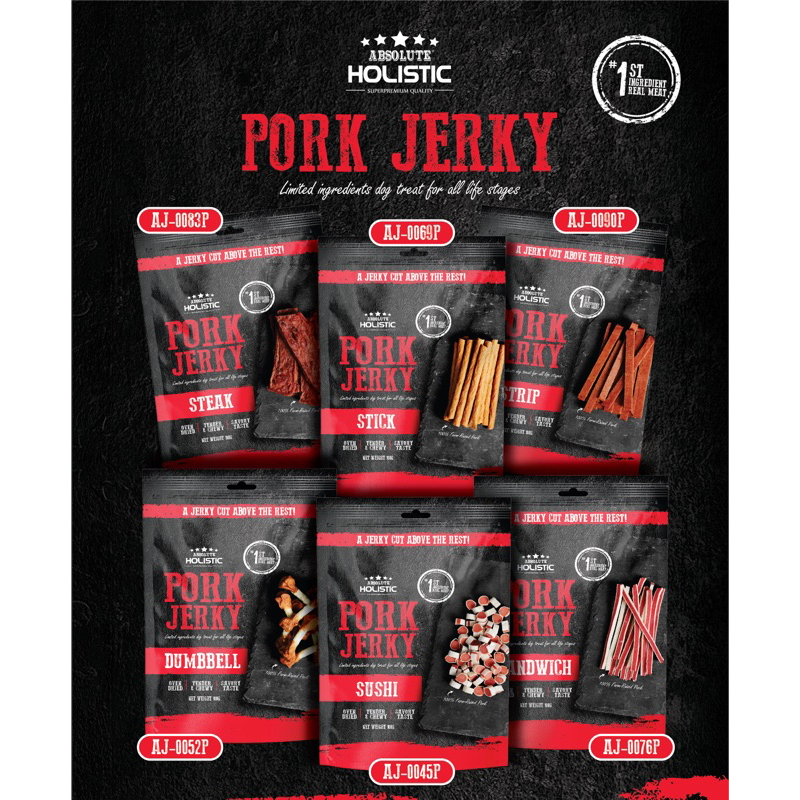 Absolute Holistic Oven Dried Grain Free Air Dried Pork Jerky Treats for ...