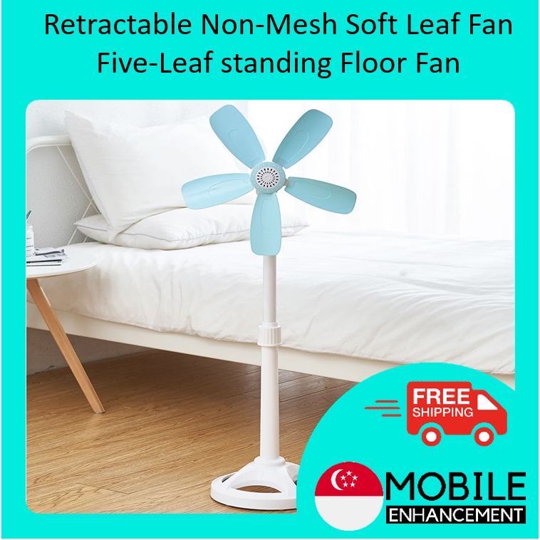 STANDING FAN Retractable Non-Mesh Soft Leaf Fan Five-Leaf standing ...