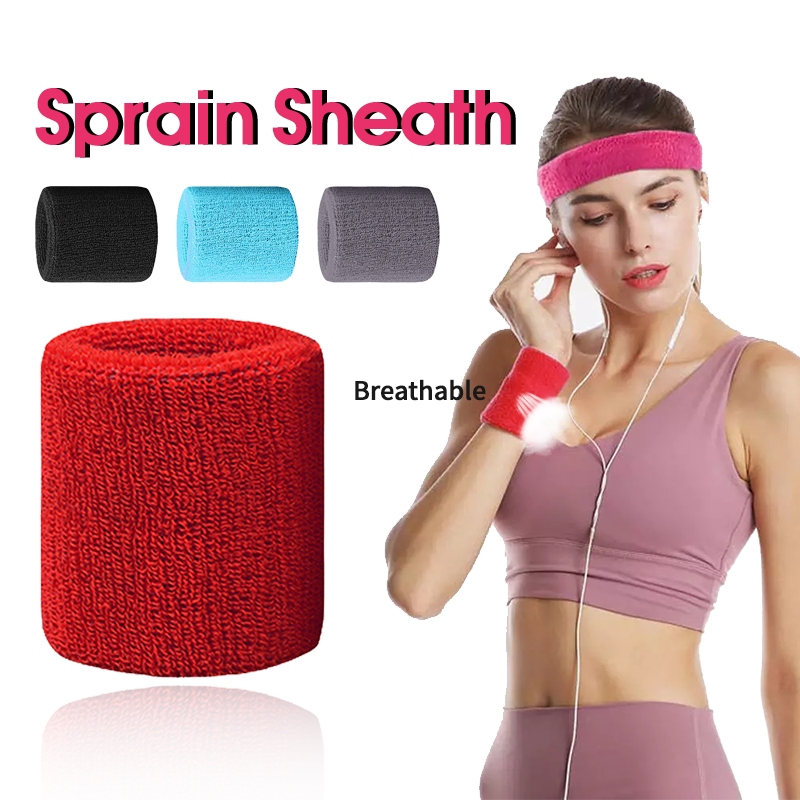 【SG STOCK】1PC Sport Wristband Sweatband Cotton Hand Band For Gym Tennis ...