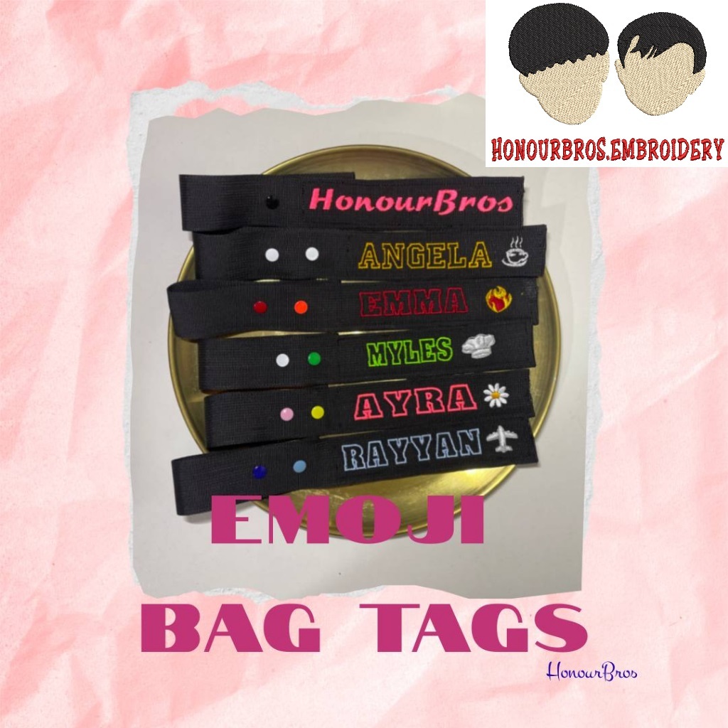 [SG LOCAL] Embroidery Emoji Luggage Tags/Straps Gift (Comes with 1 ...