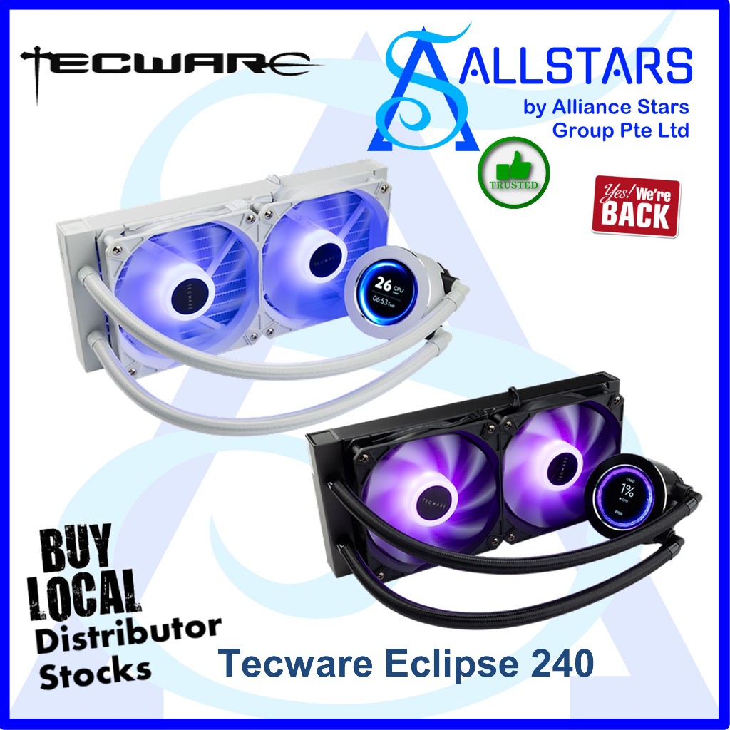 Tecware Eclipse 240 240mm ARGB LCD Liquid CPU Cooler (TWCO-EC240-LCWH ...