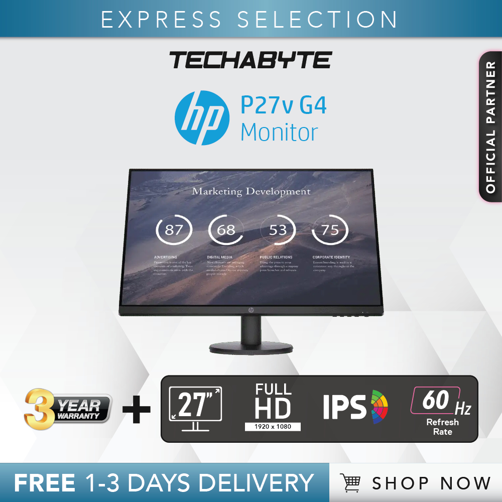 HP P27v G4 | 27" FHD | Flat IPS Monitor (9TT20AA) | Shopee Singapore