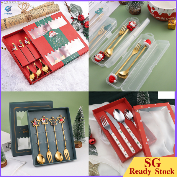 Christmas Gift Cutlery Spoon Fork Set Dessert Spoon Fruit Fork Coffee ...