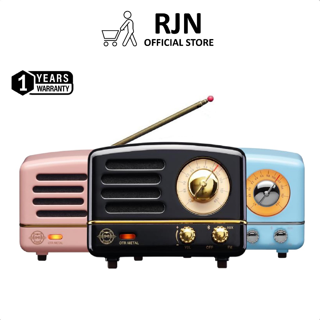 Muzen OTR Metal Wireless Portable FM Radio Bluetooth Speaker with Multiple Connectivity and long ...
