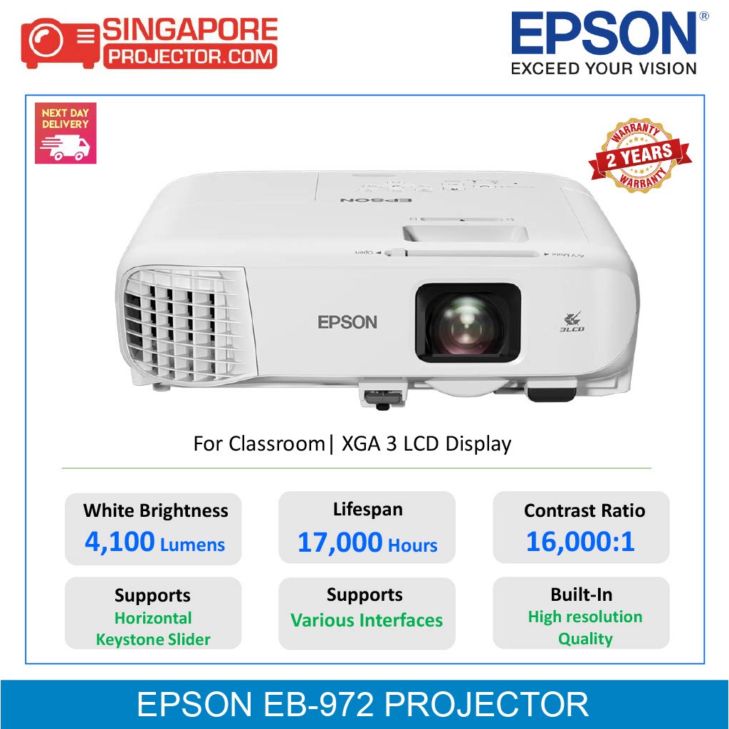 Epson EB-972 XGA 3LCD Projector | Shopee Singapore
