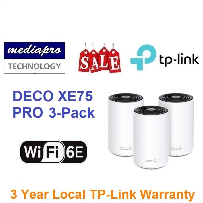 TP-Link Deco XE75 Pro 3-Pack AXE5400 Tri-Band Mesh Wi-Fi 6E System - 3 Year TP-Link Singapore ...
