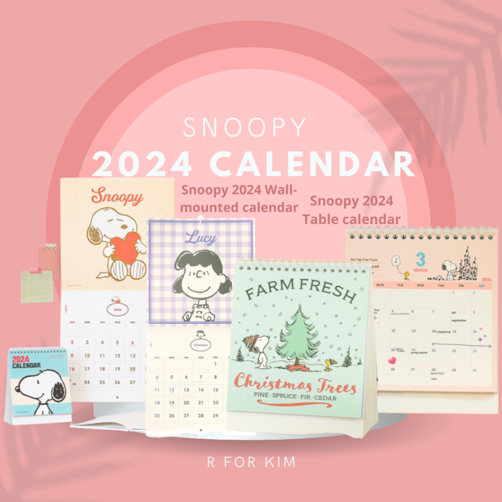 [KOREA] Snoopy 2024 Wall-mounted calendar Snoopy 2024 Table calendar ...